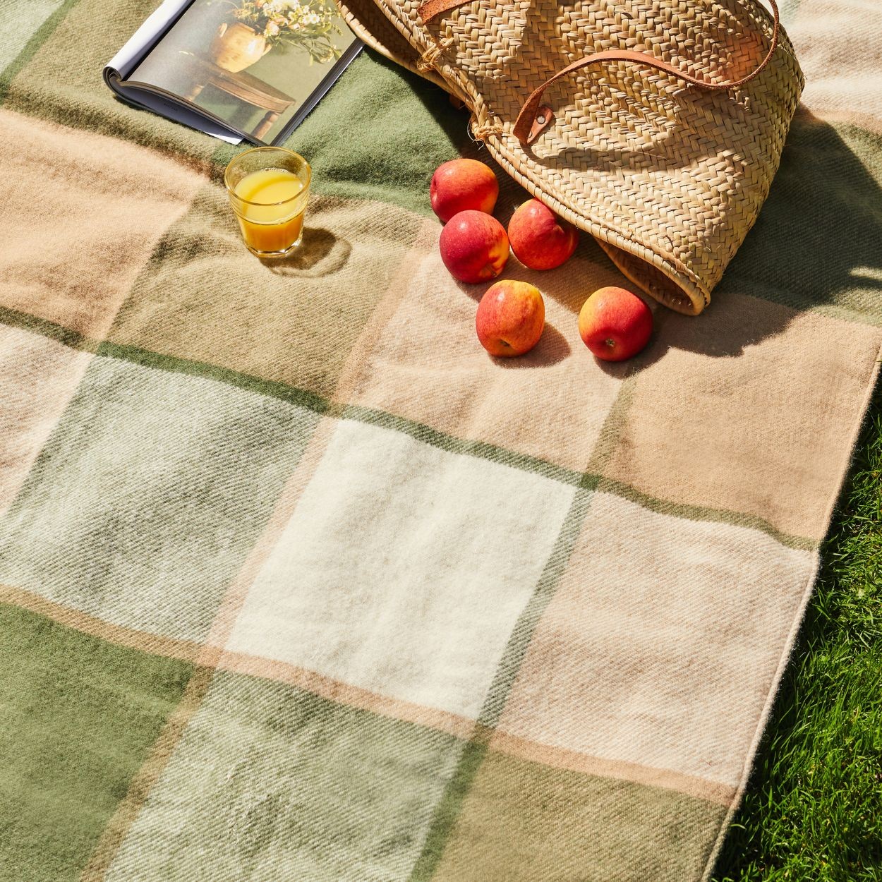 Polo Picnic Rug - Block Check Olive