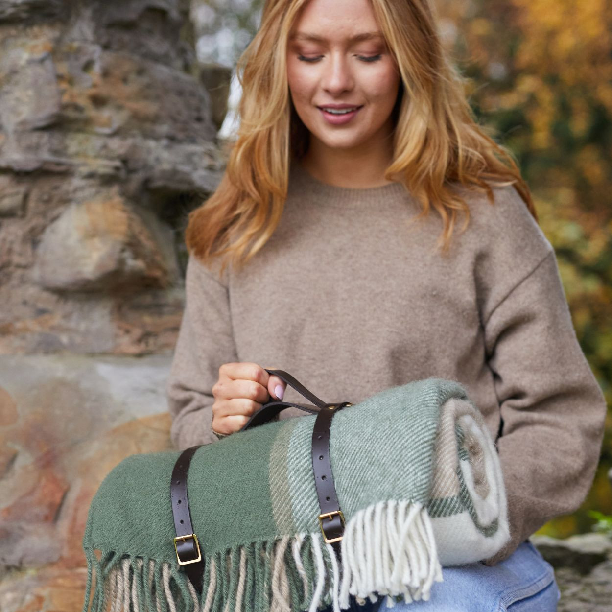 Polo Picnic Rug - Block Check Olive